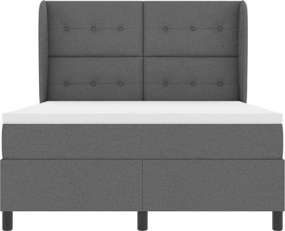 Postel s boxspringem s čelo Tmavě šedá 140 x 190 cm textil 3340558