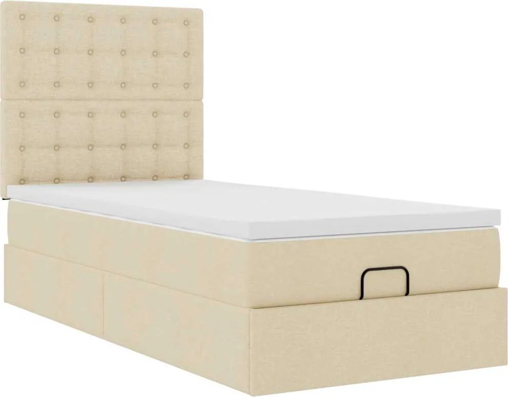 Osmanský rám postele s matrací krémově 80x200cm textil 3313283
