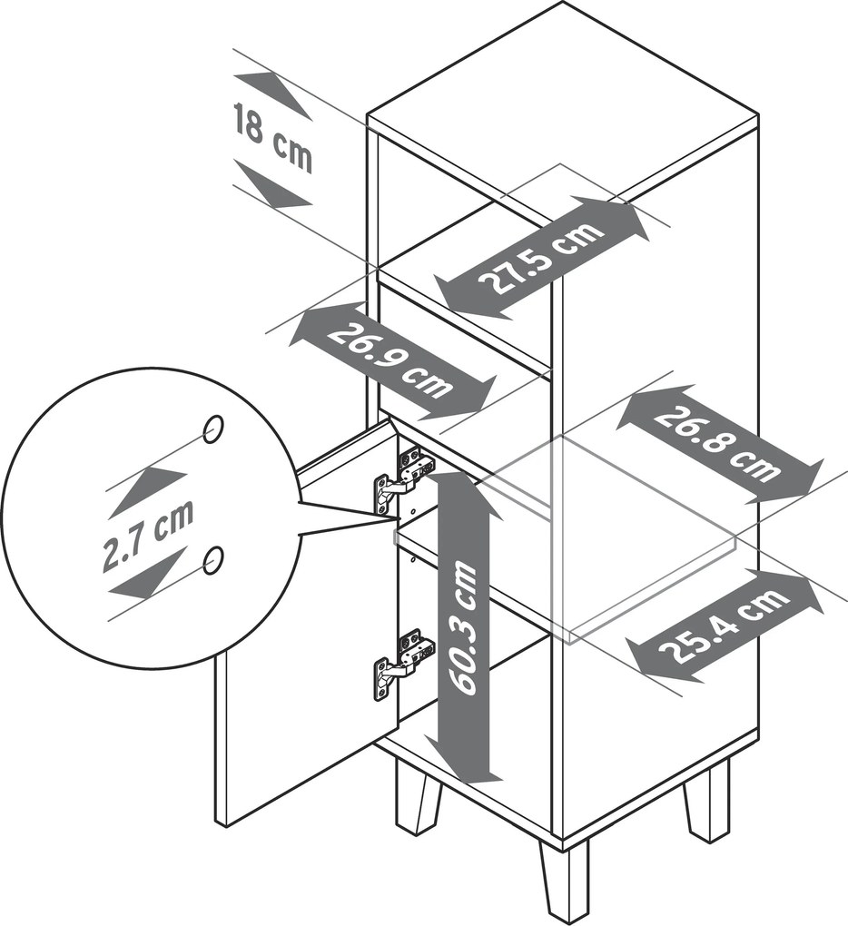 Tchibo - Odkládací koupelnová skříňka se zásuvkou a dvířky - barva: bílá