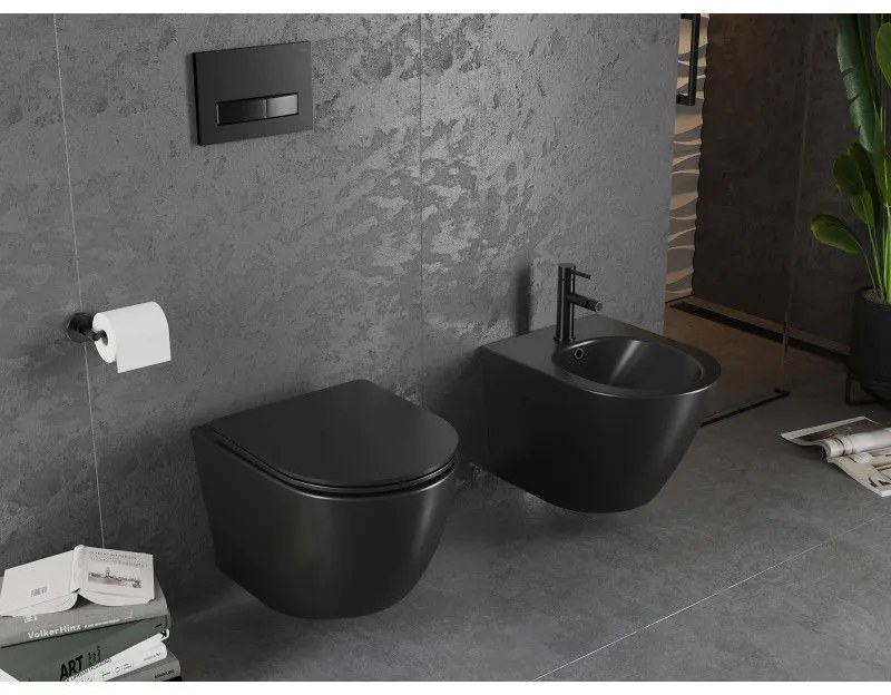 Mexen LENA, závěsný bidet, 48 x 37 cm, černá matná, 35224885