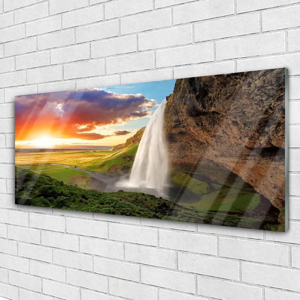 akrylový obraz Hora Vodopád Příroda 125x50 cm