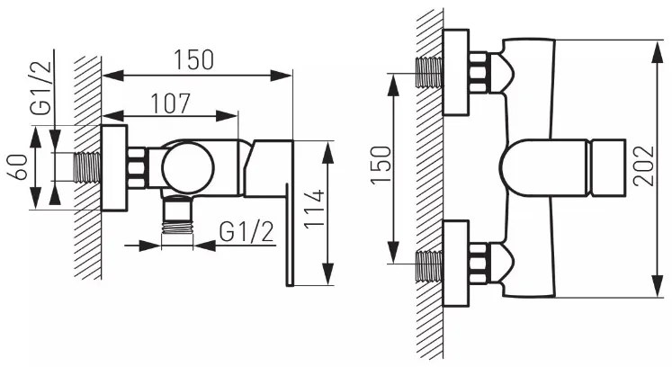 Ferro Algeo, sprchová nástěnná baterie bez sprchové soupravy, černá matná-chromová, BAG7BL