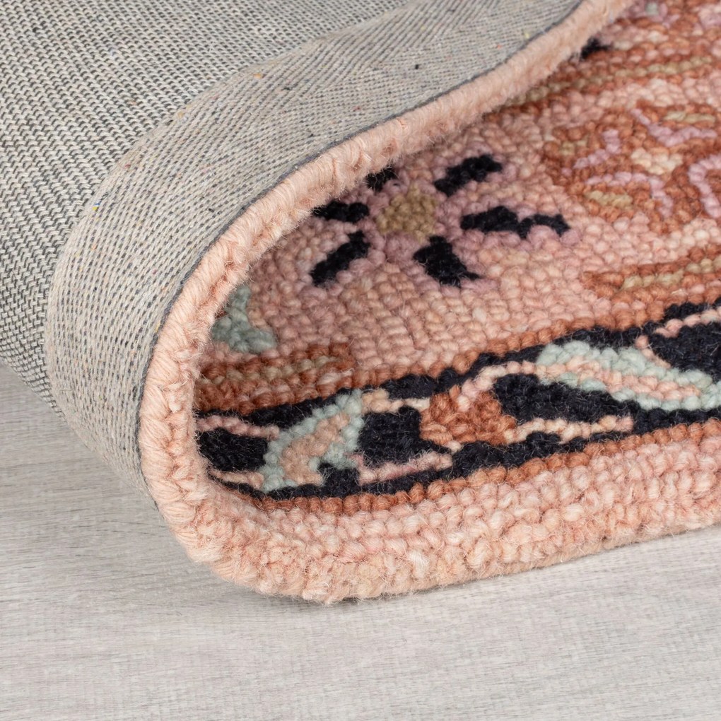 Flair Rugs, Kusový koberec Wool Loop Blossom Pink/Black, 200x290, růžová, ložnice