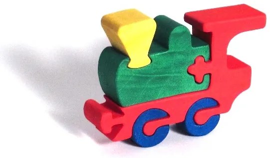 Fauna Dřevěné vkládací puzzle z masivu mašinka