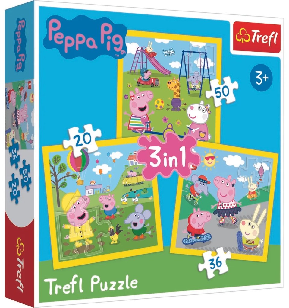 Trefl Puzzle Prasátko Peppa 3v1 (20,36,50 dílků)