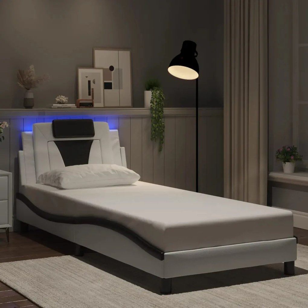 Rám postele Viana s LED bez matrace bílý a černý 90x190 cm 3213993