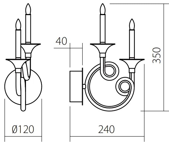 Černé nástěnné LED světlo Incanti CHATEAU