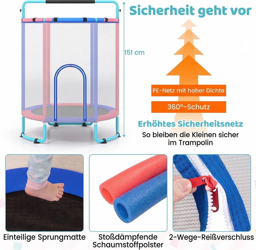 Costway Trampolína pro děti 154 cm 6 v 1 Dětská trampolína s – modrý