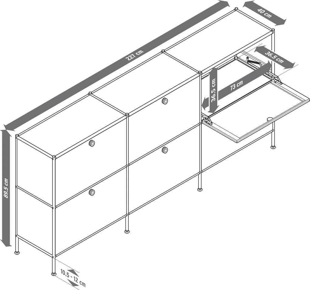 Tchibo - Odkládací skříňka CN3 se 6 výklopnými dvířky - barva: bílá