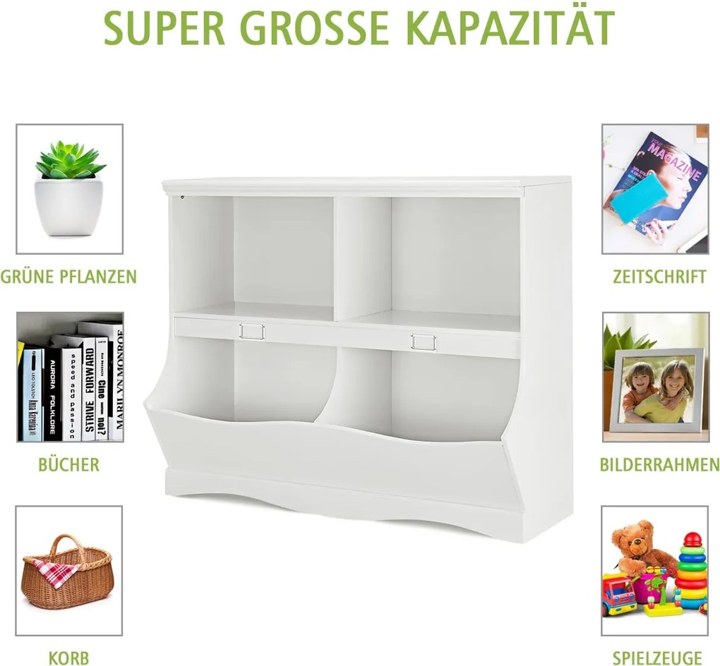 Costway Úložný stojan s kontejnery Stojan na hračky pro děti, bílý