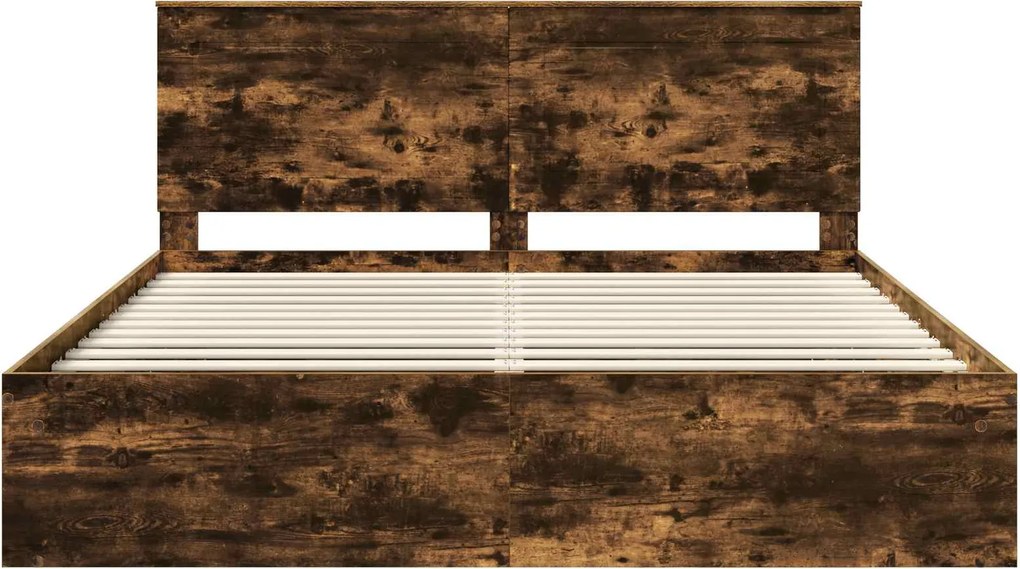 Rám postele Kouřový dub 180 x 200 cm Masivní borové dřevo 3409322