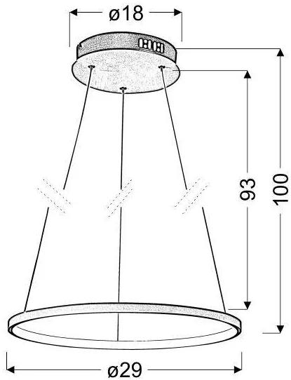 Závěsná lampa LUNE 18W Stříbrná
