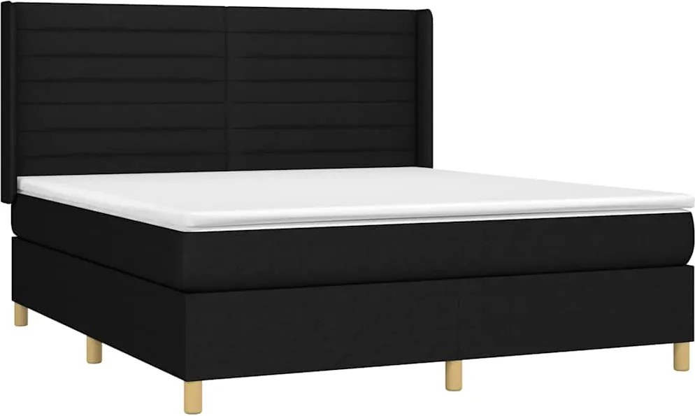 Box spring postel s matrací a LED černá 180x200 cm textil 3138975