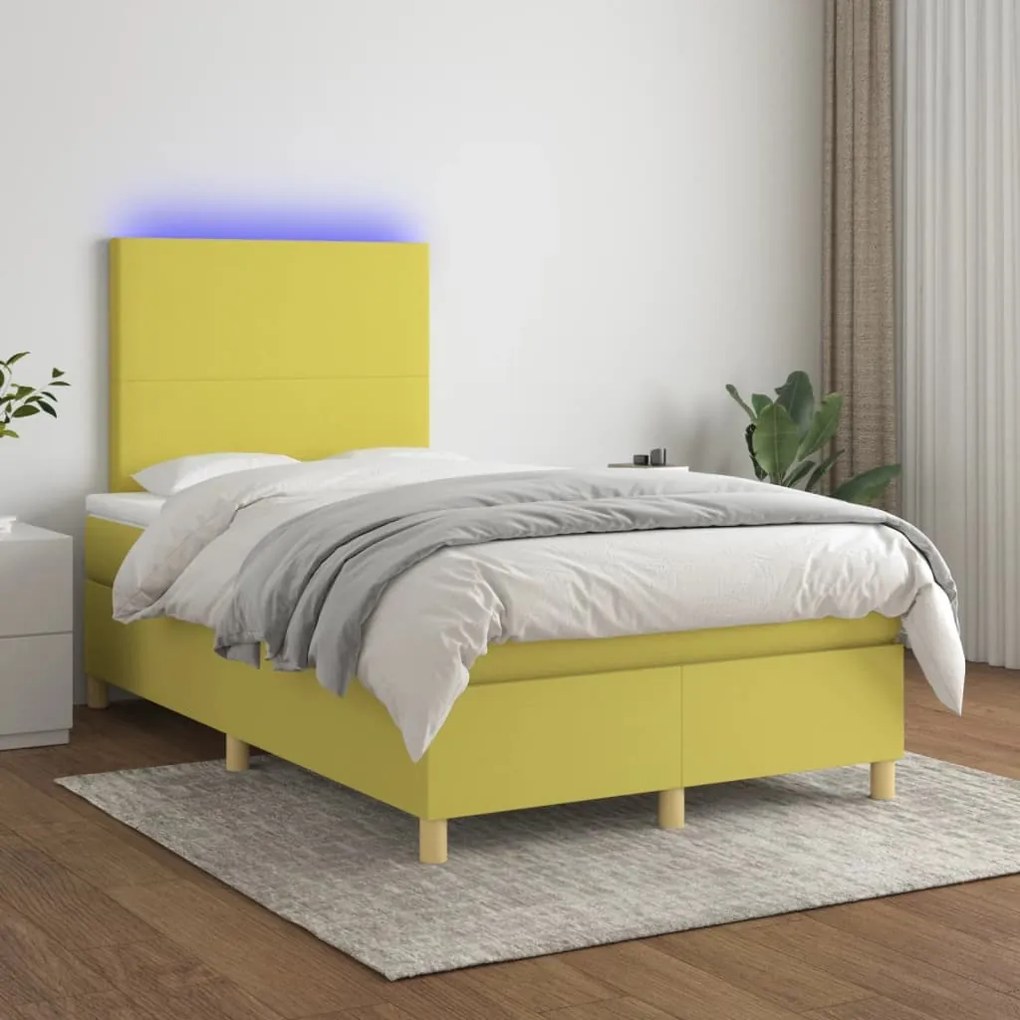 vidaXL Box spring postel s matrací a LED 120 x 200 cm textil [3135262] Barva: Modrá