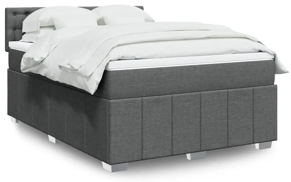 Box spring postel s matrací tmavě šedá 140x200 cm textil 3287106
