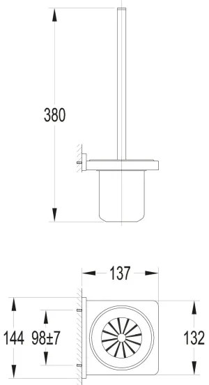 OMNIRES DA70620BL - Nástěnná WC štětka DARLING polomatná černá