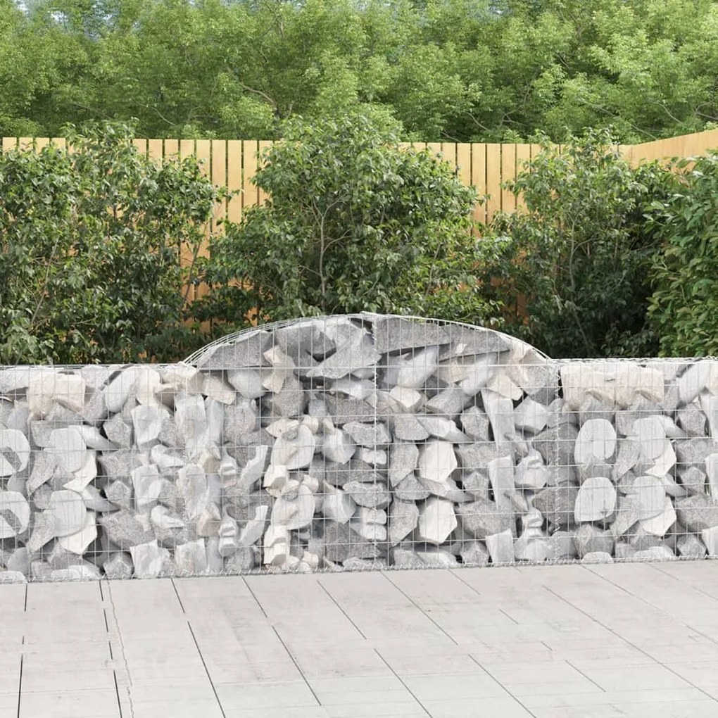Klenuté gabionové koše 7 ks 300x30x80/100 cm pozinkované železo 3146508