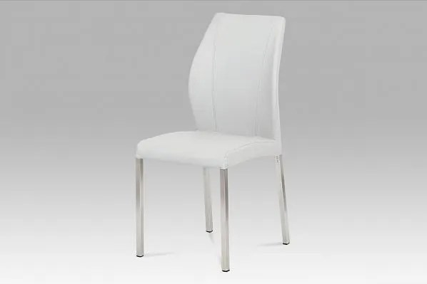 Jídelní židle koženka bílá / broušený nerez