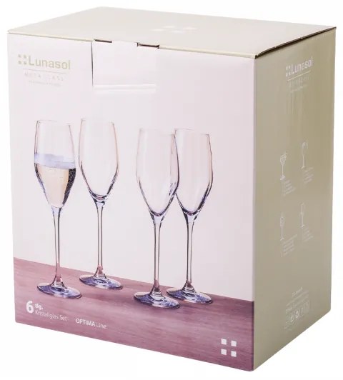 Lunasol - Sklenice na šampaňské 170 ml, 6 ks — Optima Line Glas Lunasol (322823)
