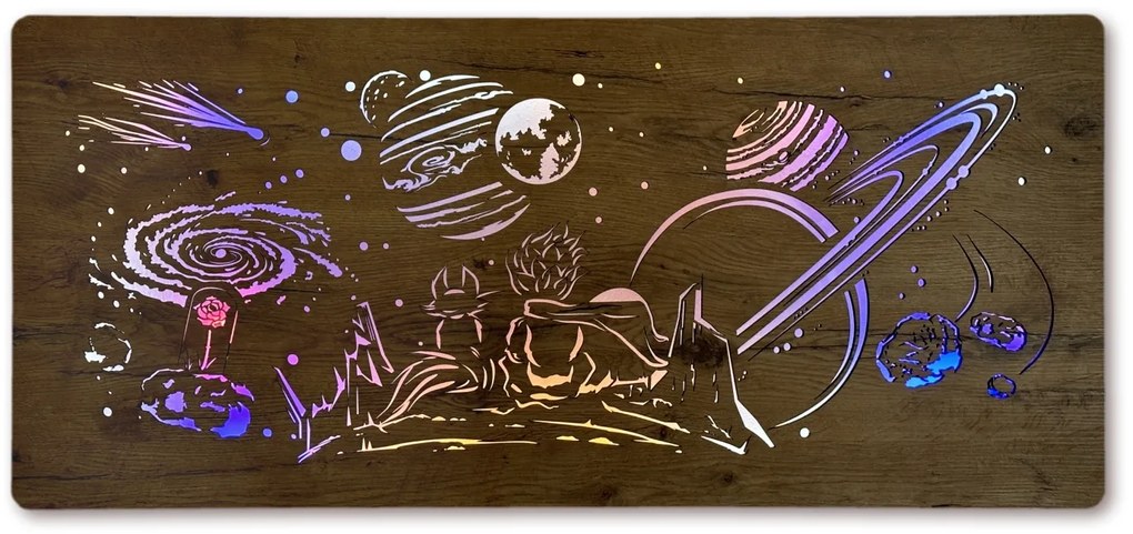 Li-Go "Malý  princ" světelný obraz s baterií 110x50cm varianta ovládání: manuál/pohybové čidlo, provedení povrchu: oliva