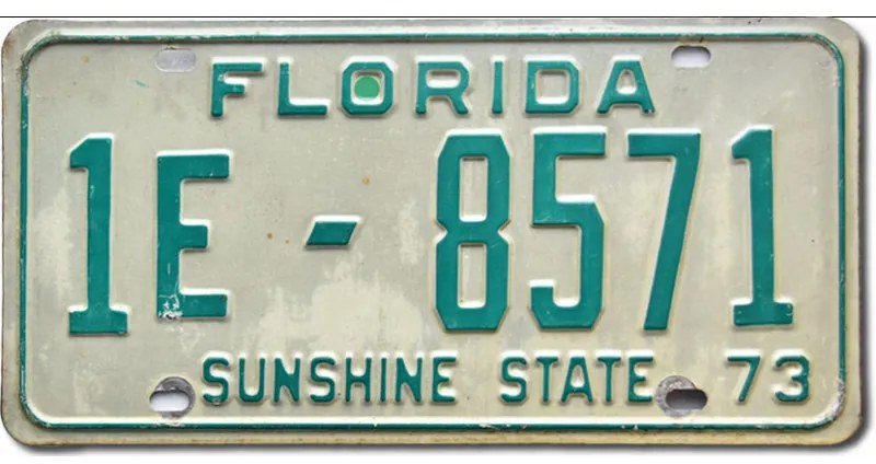 Americká SPZ Florida Sunshine State 1973 White 1E-8571