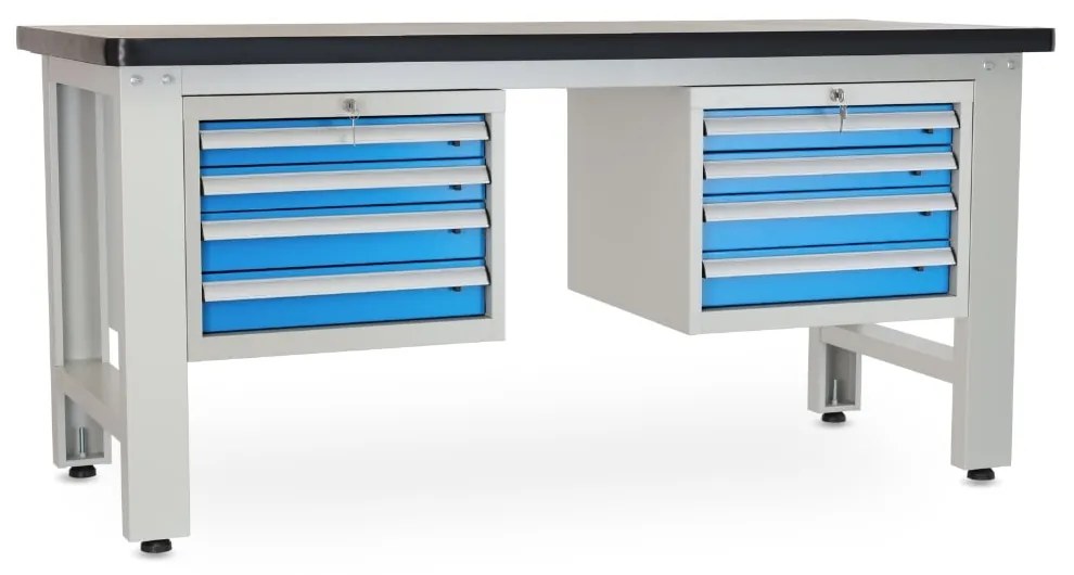 Dílenský stůl Solid MDF-44, 180 cm, 2 závěsné boxy, černá