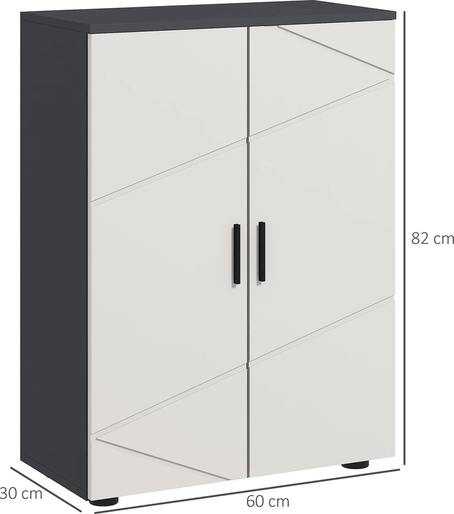 Kleankin Úsporný koupelnový cabinet se 2 dveřmi z dřeva, koupelnový cabinet se 3 policemi a tichým zavíráním, 60x30x82cm, Šedý