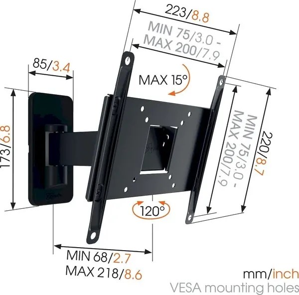 Vogel's TV rameno 2 klouby MA 2030 Černá