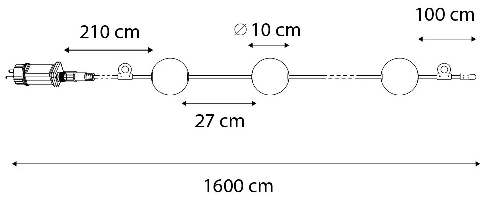 Moderní venkovní světelný řetěz 8M vč. LED 14 světel - Malai