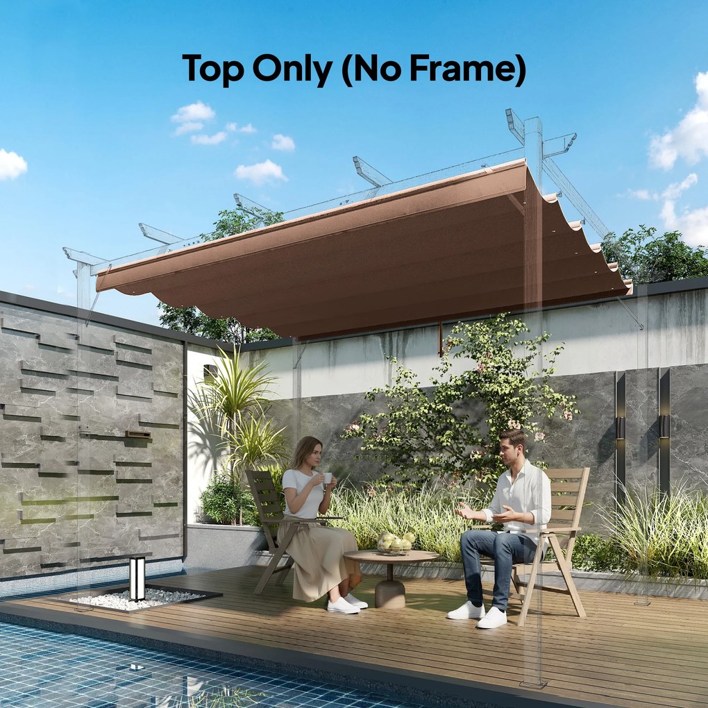 Outsunny Náhradní střecha pro pergolu 3 x 3 m, zatahovací, s otvory pro odvod dešťové vody, odolná proti povětrnostním vlivům, polyester, 250 x 255 c…