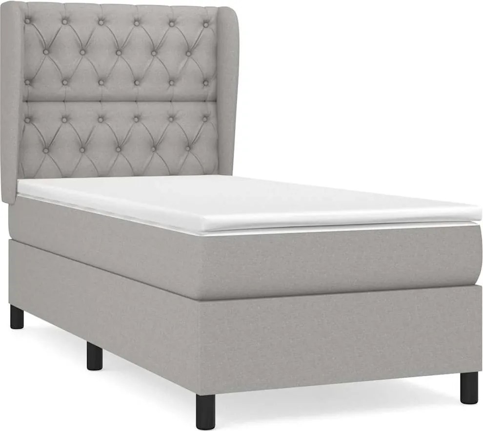 Box spring postel s matrací světle šedá 80 x 200 cm textil 3128157