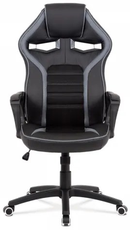 Kancelářská židle černo šedá MESH, houpací, kříž černý, KA-G406 GREY