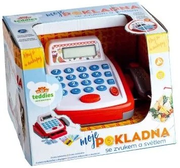 Teddies Pokladna malá digitální plast 18cm s doplňky na baterie se zvukem se světlem