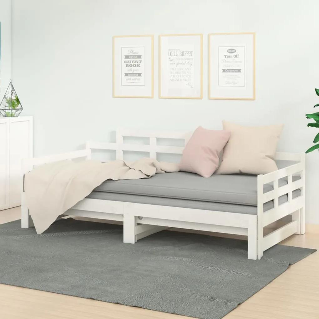 Výsuvná postel bílá masivní borovice 2x (90 x 190) cm,  820353