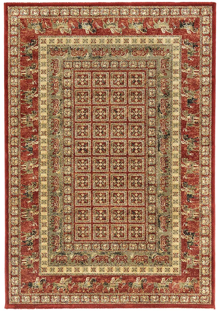 Koberce Breno Kusový koberec JENEEN 1527/C78R - PAZYRYK, Červená, Vícebarevné, 200 x 285 cm