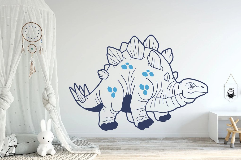 Lepy.cz Samolepka na zeď Dino svět - Stegosaurus Velikost (šířka x výška): 72x50cm, Kombinace barev sety: Ledová modrá + lipová zelená