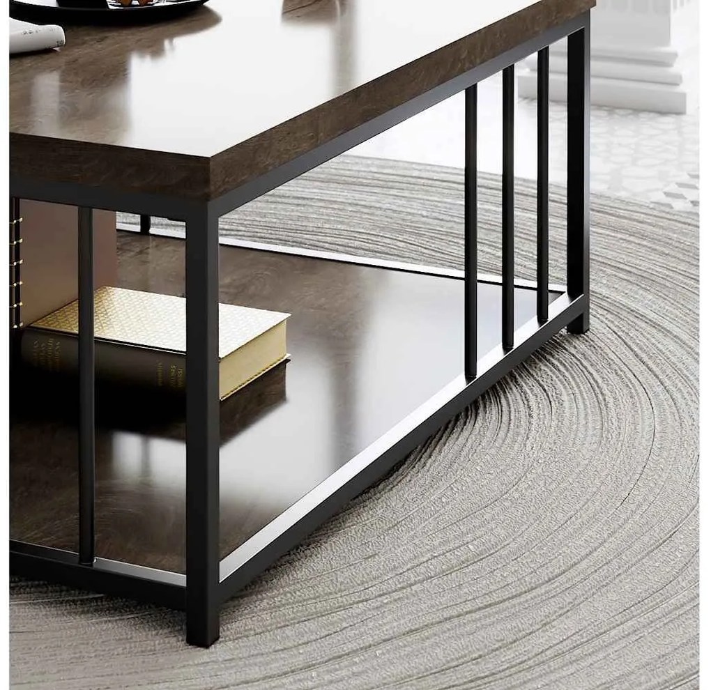 Designový konferenční stolek Natine 90 cm ořech / černý