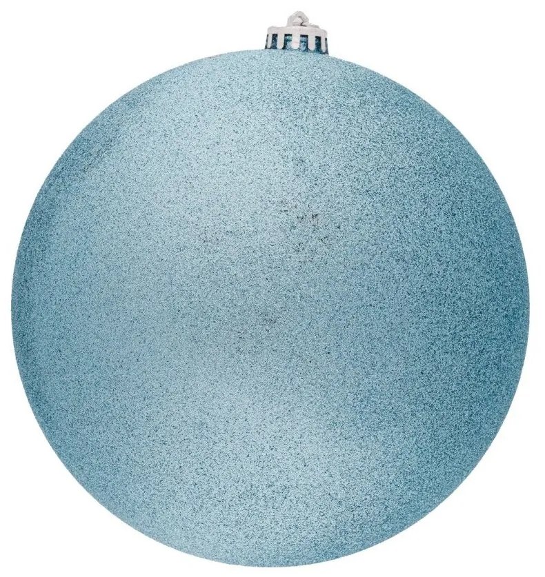 Velká vánoční ozdoba 20 cm plastová koule světle modrá glitter
