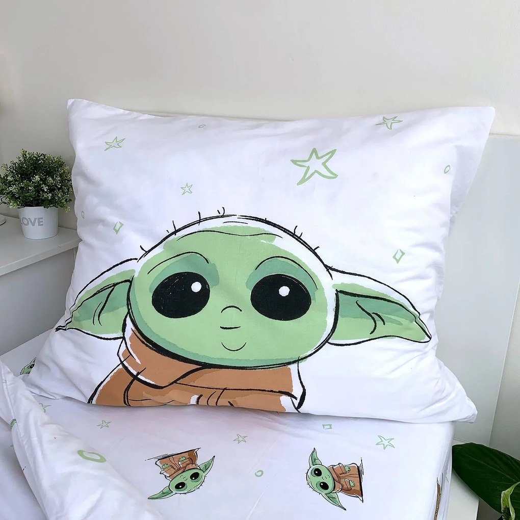 Jerry Fabrics Povlečení bavlna Star Wars Baby Yoda 140x200, 70x90 cm