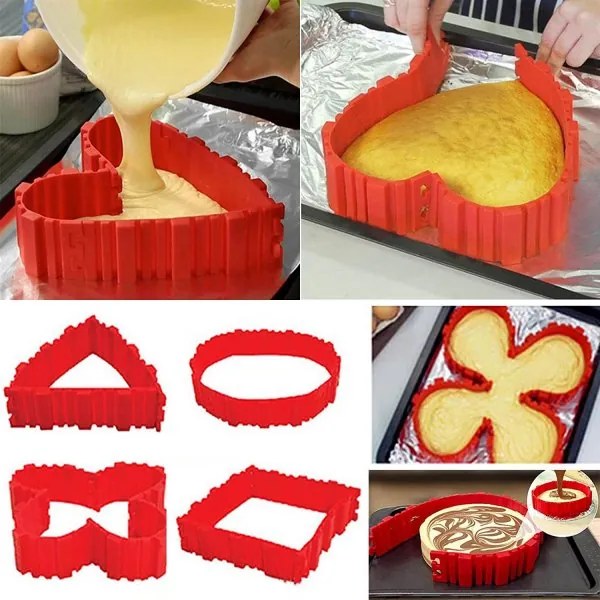 UD Magická tvarovací silikonová forma na dorty, červená