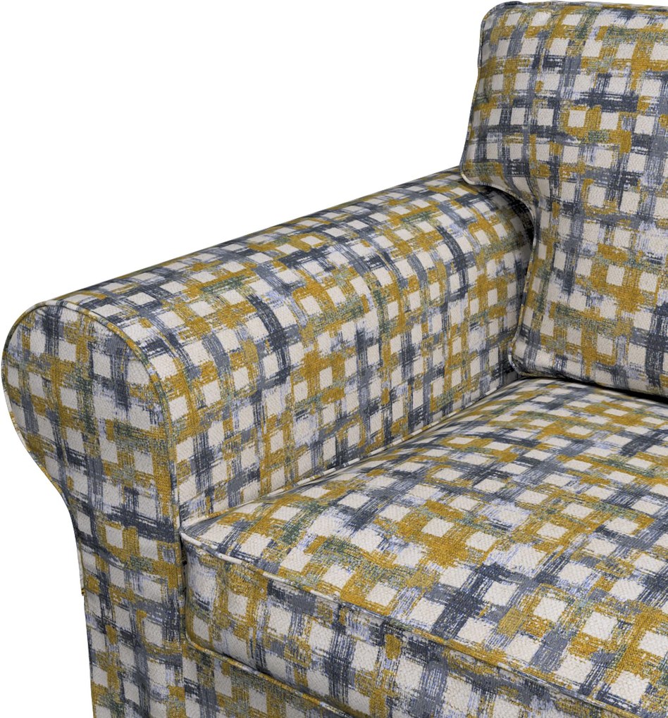 Potah na pohovku IKEA Ektorp 3-místná, rozkládací STARÝ MODEL PIXBO barva modrá látka pletený vzor, vzorované