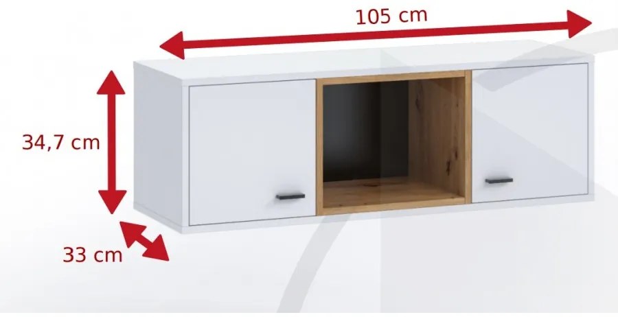 Gib Meble Závěsná skříňka OL WISZ 2D OLIER Gib 105/34,7/33 Barva: bílá/dub artisan