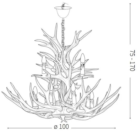 Ideal Lux - Lustr na řetězu CHALET 12xE14/40W/230V paroží
