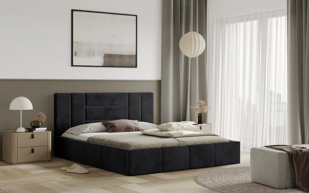 Postel MILANO 140x200 černá s úložným prostorem