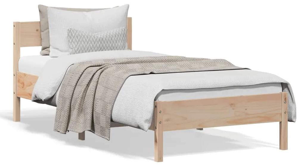 Rám postele s čelem 90 x 200 cm masivní borové dřevo - Default Title