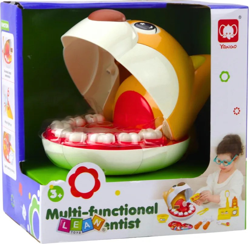 LEAN Toys Pes u zubaře interaktivní hračka lékařská sada nemocný zub