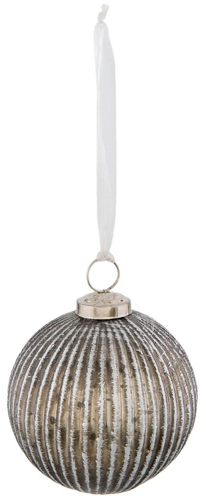 Skleněná vánoční koule stříbrná antik - Ø 10*12 cm
