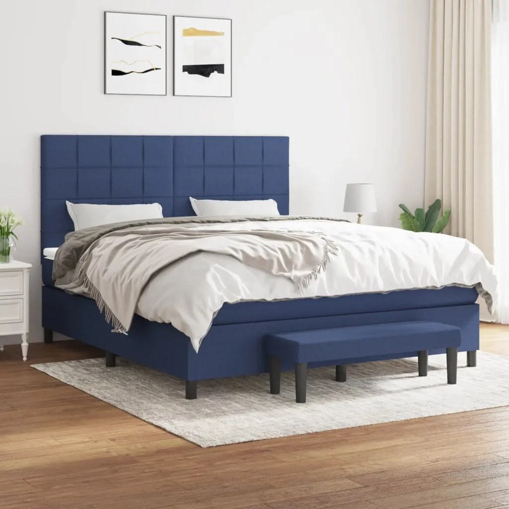 Box spring postel s matrací modrá 160x200 cm textil 3136611