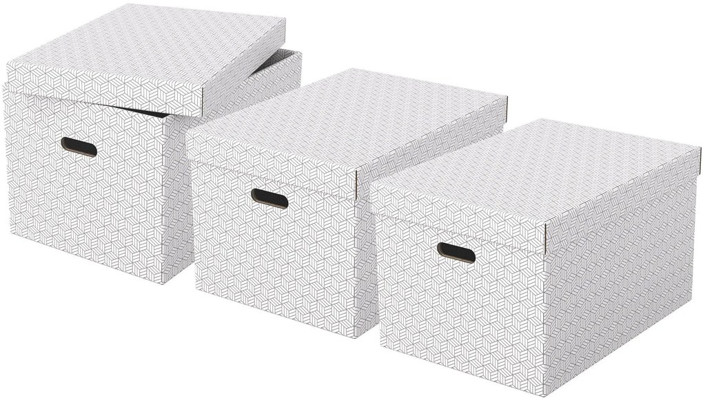 Archivační krabice esselte home, velikost l, 35.5 x 30.5 x 51 cm, bílá - set 3 ks