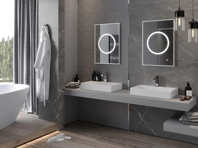 Mexen Koga, LED koupelnové zrcadlo s podsvícením 50 x 70 cm, 6000K, ochrana proti zamlžování, 9821-050-070-611-00